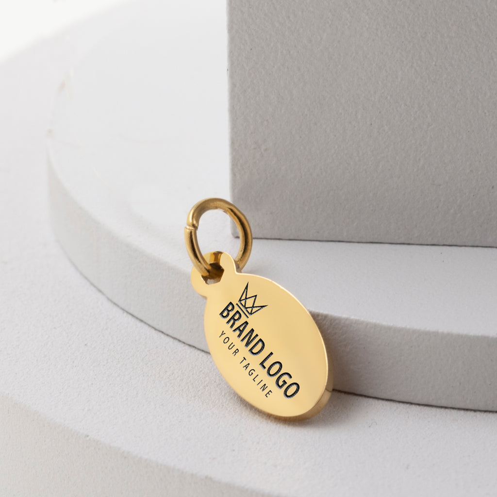 Custom Jewelry Tags Oval - Personalized Laser Engraved Logo Tags ...