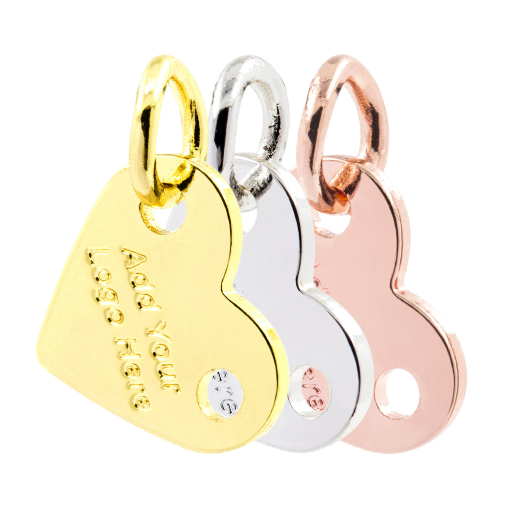Heart Metal Charm, Custom Logo Tag with Two Hole – FindingBox