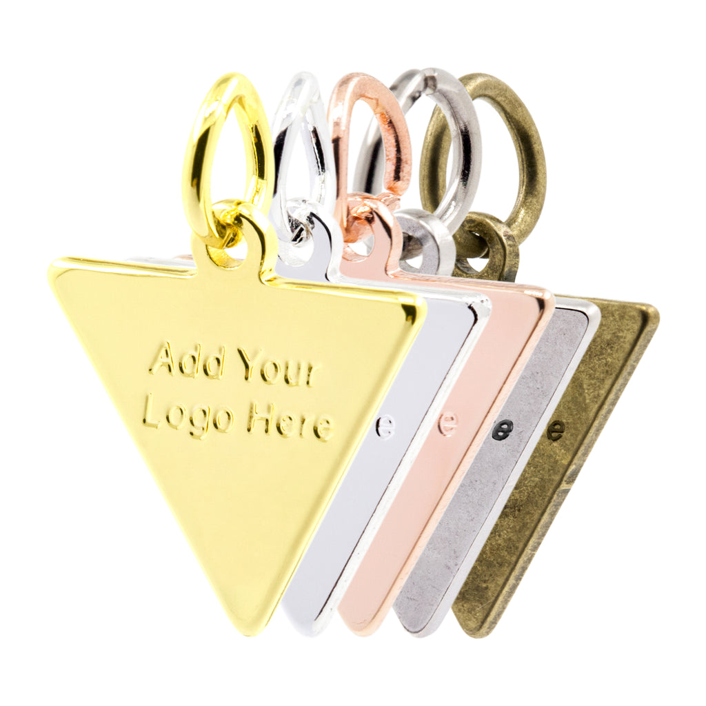 Custom Logo Etched Inverted Triangular Tags – FindingBox