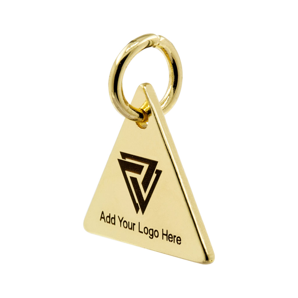 Custom Logo Laser Engraved Triangular Metal Tag – FindingBox